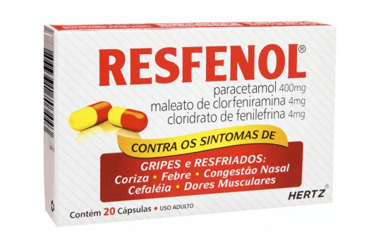 Resfenol 4mg + 4mg + 400mg Cápsula Gelatinosa Dura - Caixa com 20 Cápsulas