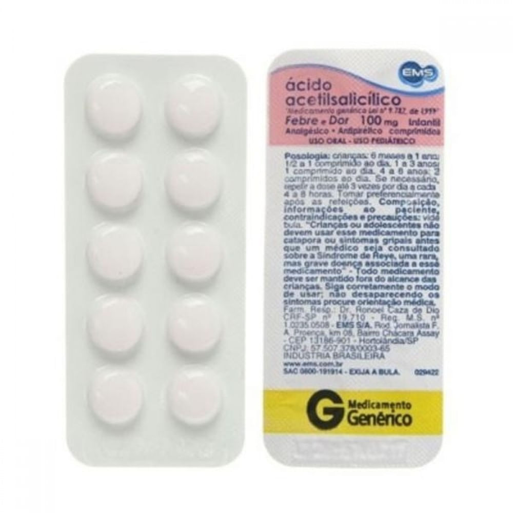 Acido Acetilsalicilico 100mg - 100 Comprimidos | Mevo Farma
