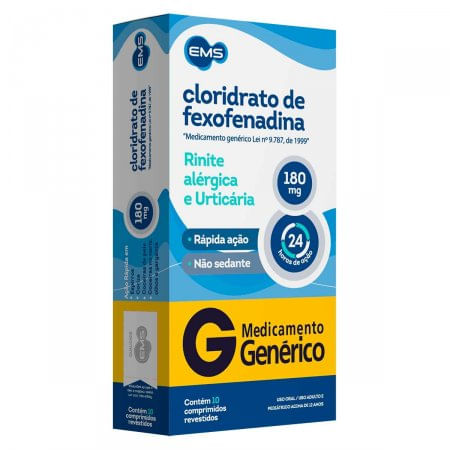 Cloridrato de Fexofenadina 180MG Comprimido revestido Caixa com 10 ...