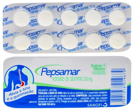Pepsamar 230mg Comprimido Mastigável - Caixa com 10 Comprimidos | Mevo ...