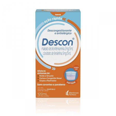 Descon 4mg/mL + 1mg/mL Xarope - Frasco com 120mL | Mevo Farma - Mevo Farma