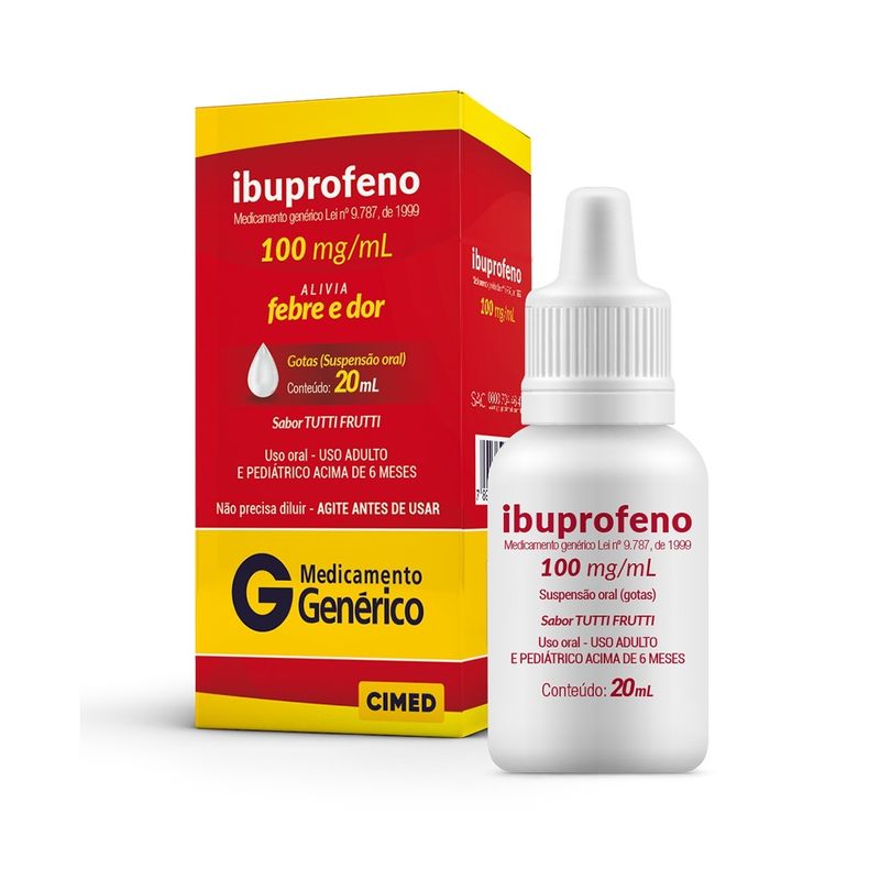 Ibuprofeno 100mg/mL Suspensão Oral (Gotas) - Frasco com 20 mL