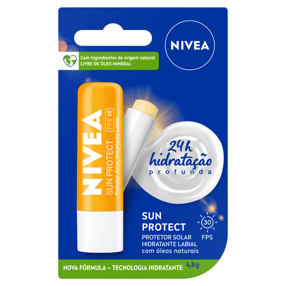 Protetor Labial FPS30 Nivea Sun Protect 4,8g | Mevo Farma - Mevo Farma