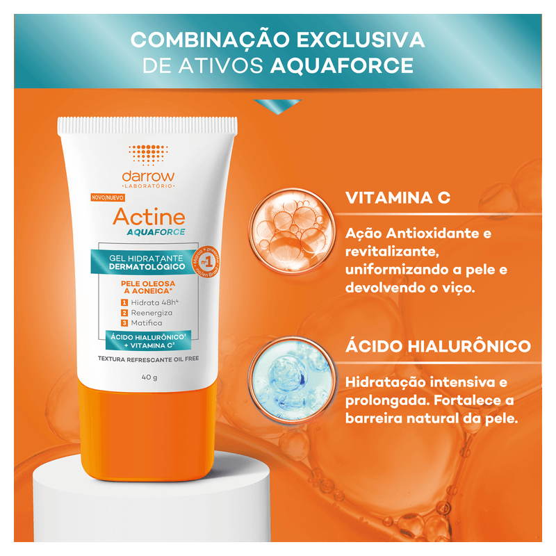 Gel Hidratante Dermatológico Facial Actine Aquaforce Vitamina C + Ácido ...