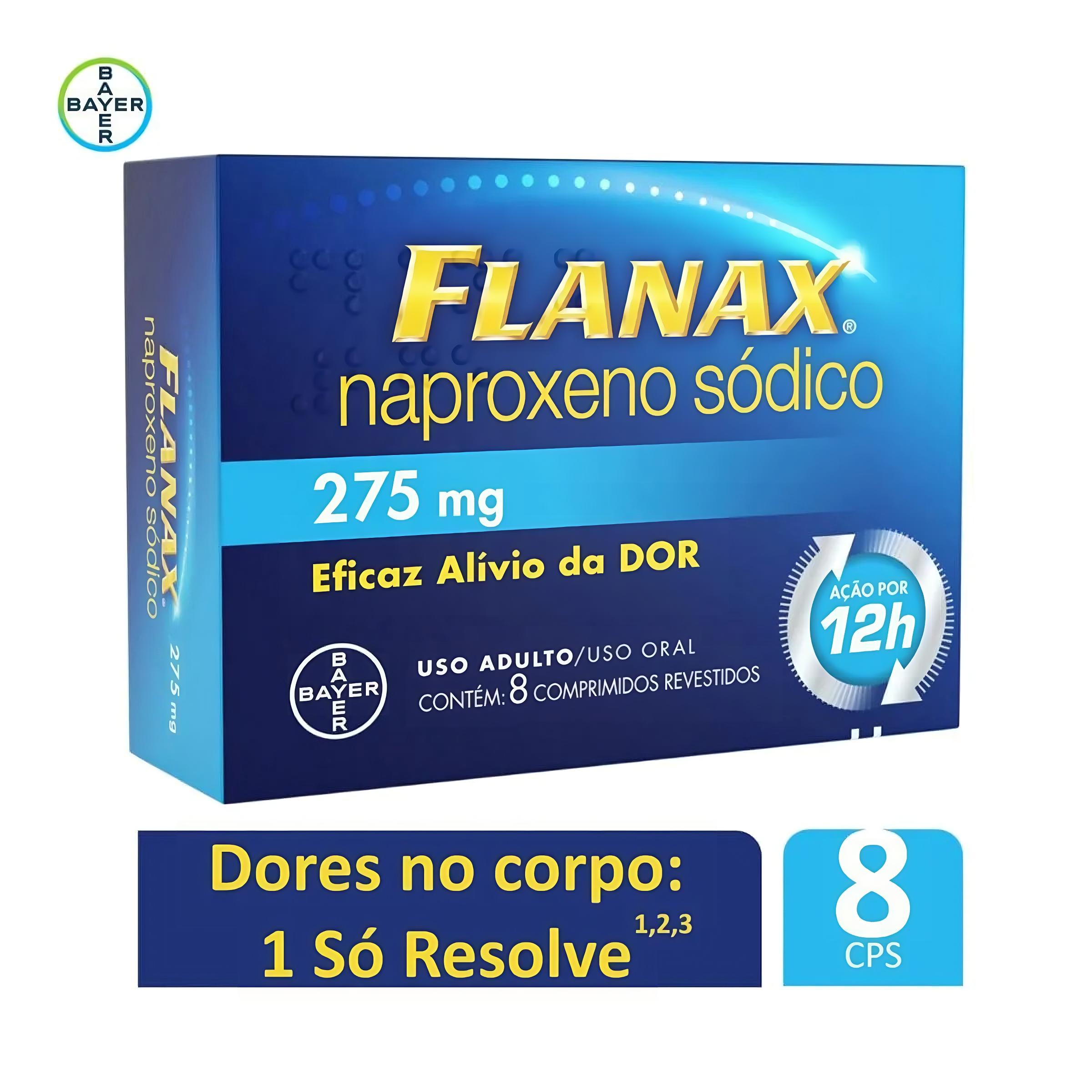 Flanax 275mg - Caixa com 8 Comprimidos Revestidos | Mevo Farma - Mevo Farma