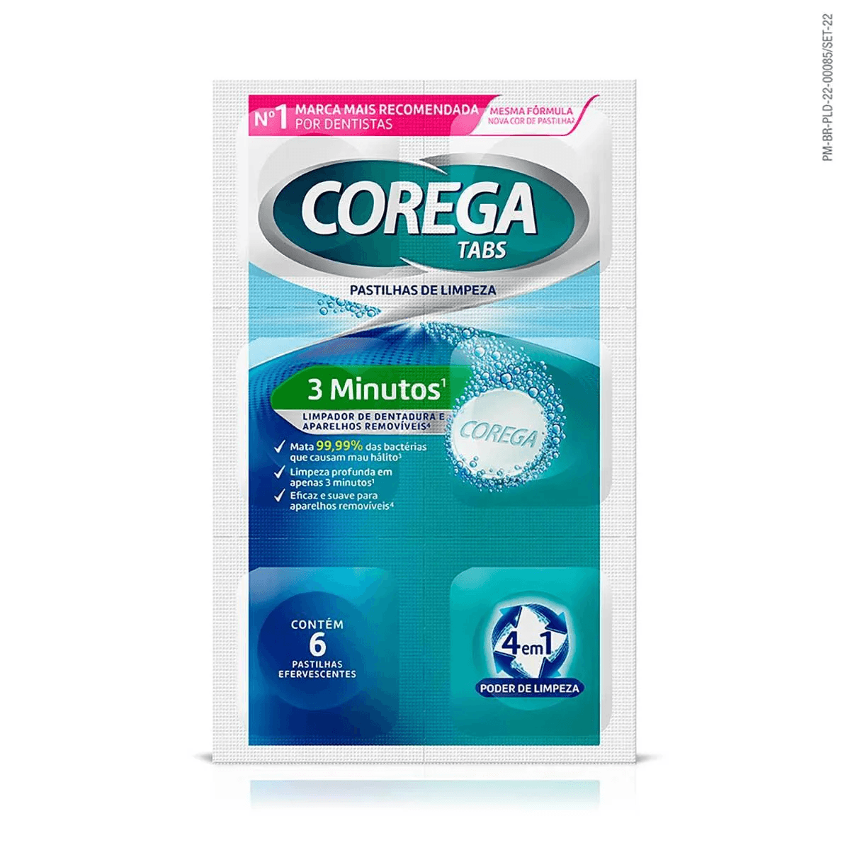 Corega Tabs 3 Minutos com 6 Pastilhas Efervecentes - Mevo Farma