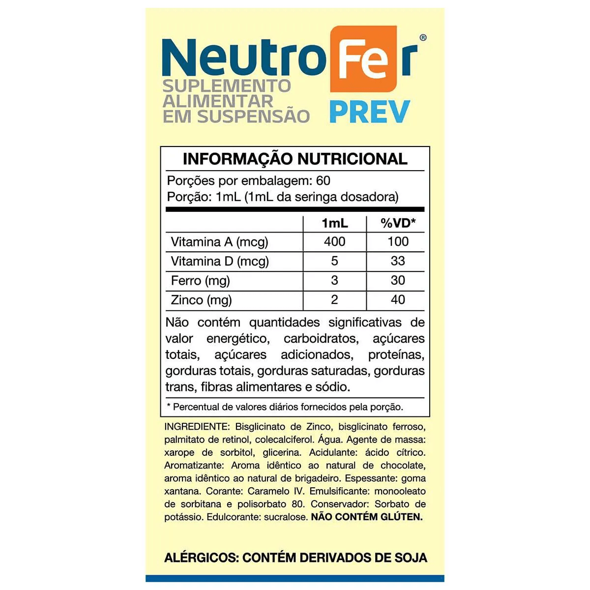 Polivitamínico Neutrofer Prev 4 a 8 anos Suspensão Oral 60mL | Vitamina ...